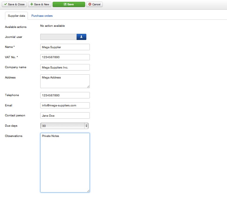 Purchases and supplier management in Easy ERP - JoomBoost
