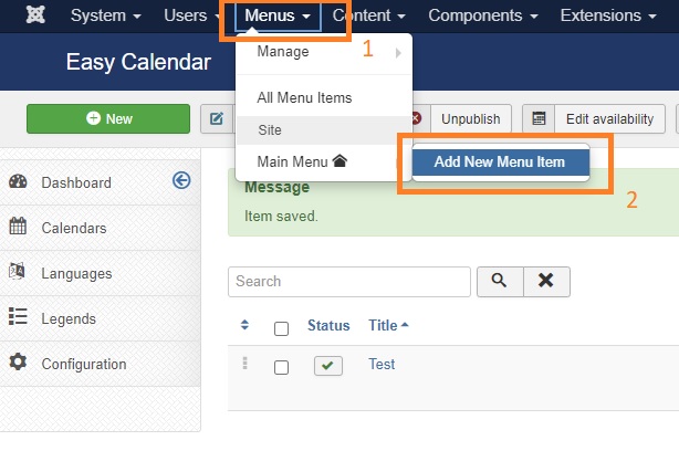 Display a calendar in frontend with Easy Calendar - JoomBoost