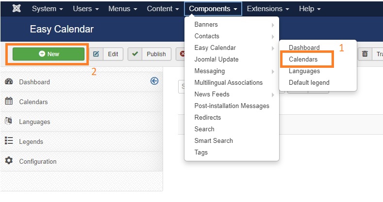 Display a calendar in frontend with Easy Calendar - JoomBoost