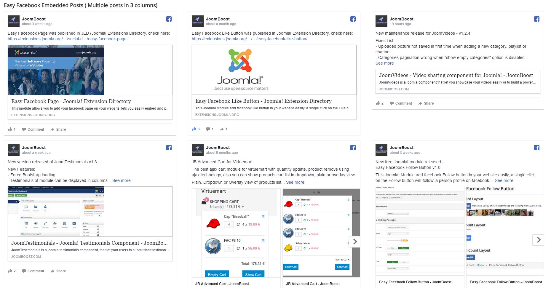 Easy Facebook Embedded Posts - JoomBoost
