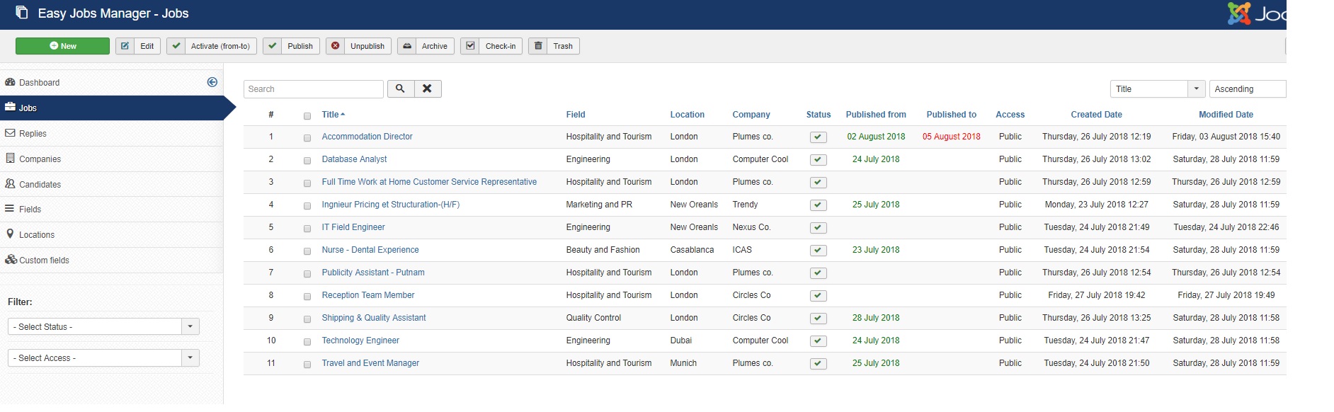 Easy Jobs Manager, jobs & recruitment extension for Joomla