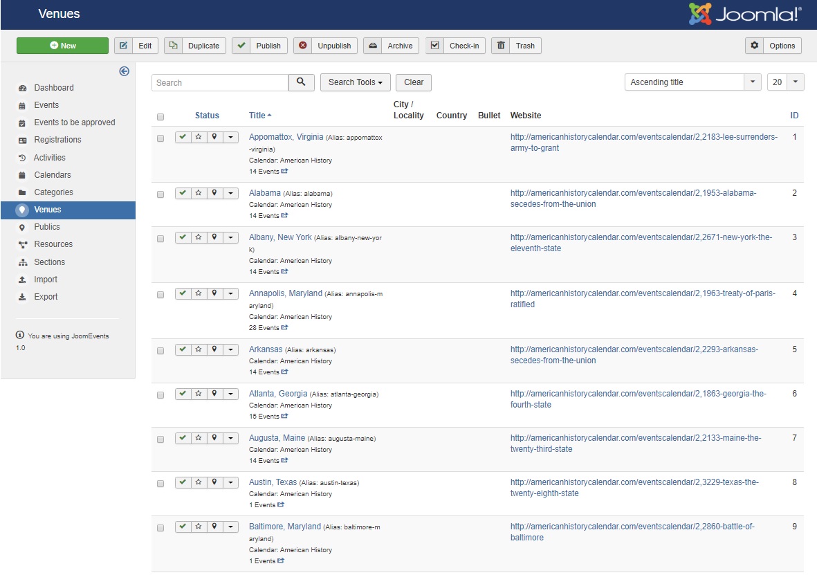 JoomEvents Events Calendars With Booking For Joomla