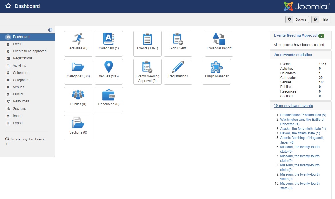 JoomEvents - Events & calendars with booking for Joomla