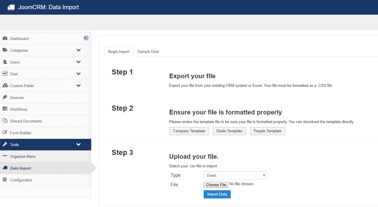 Importing data & Sample data installation - JoomBoost