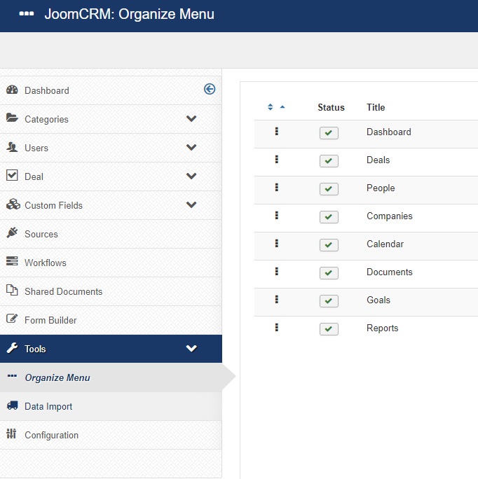 Organize Menu - JoomBoost